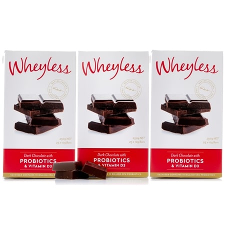 Wheyless Probiotic Chocolate 25 Bars x 3 Pack 10g - TVSN