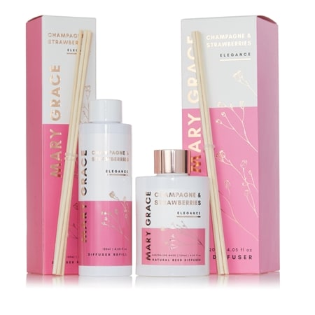 Mary Grace Champagne & Strawberries Diffuser & Refill 120ml - TVSN
