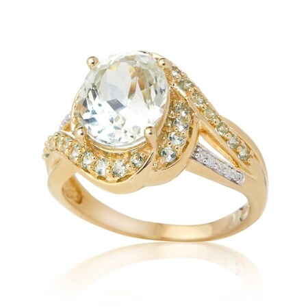 TVSN - 3.45ct Hiddenite, Green Sapphire & Diamond Ring 9ct Yellow Gold
