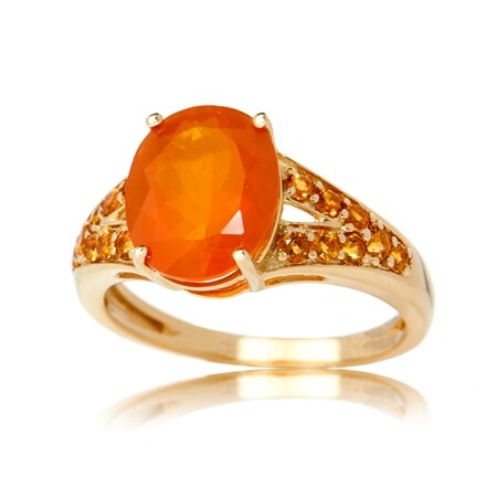 TVSN - 2.30ct Brazilian Orange Opal & Citrine Oval Ring 9ct YG