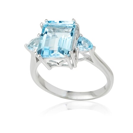 TVSN - 4ct Sky Blue Topaz Octagon Cut Ring Sterling Silver