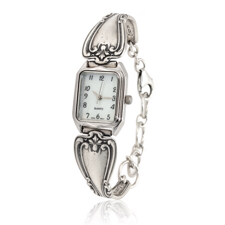 TVSN - Silver Spoon Floral Daphne Square Dial Watch Sterling Silver