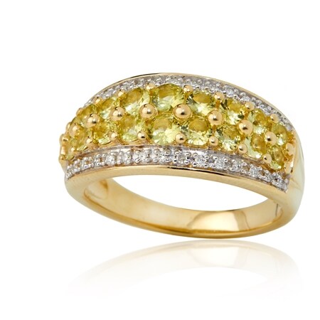 TVSN - 0.96ct Jepara Pallavine & Diamond Double Row Ring 9ct Yellow Gold
