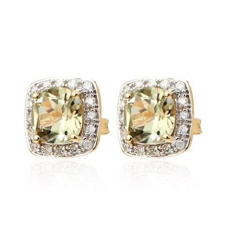 TVSN - 1.8ct Turkish Csarite & 0.15ct Diamond Cushion Halo Stud ...