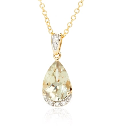 TVSN - 1.2ct Turkish Csarite & Diamond Pear Pendant with chain 9ct ...