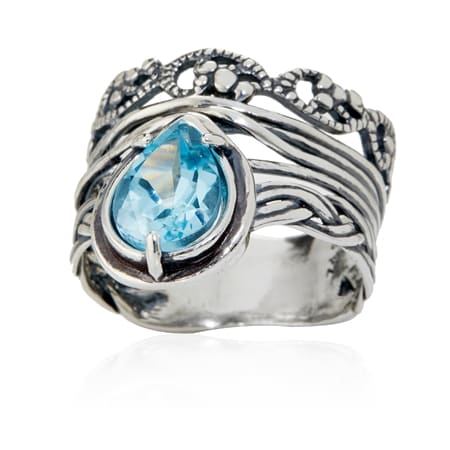 TVSN - Danny Newfeld Pear Gemstone Ring Sterling Silver