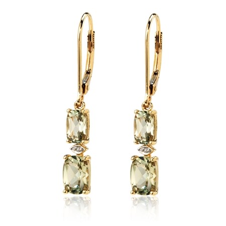 TVSN - 2.5ct Turkish Csarite & Diamond Accent Drop Earrings 9ct Yellow Gold