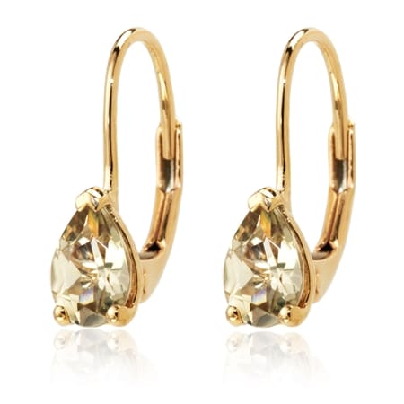 TVSN - 0.7ct Turkish Csarite Pear Leverback Earrings 9ct Yellow Gold