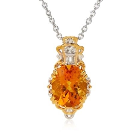 TVSN - Gems En Vogue 4.4ct Fire Citrine & Diamond Oval Pendant with ...