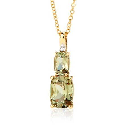TVSN - 1.8ct Turkish Csarite Cushion & Diamond Accent Pendant w/ Chain ...