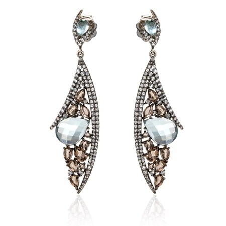 TVSN - Carol Brodie 13.8ct Topaz & Smoky Quartz Drop Earrings SS ...
