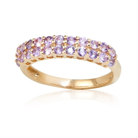 TVSN - 0.93ct Madagascan Violet Sapphire Double Row Band Ring 9ct YG