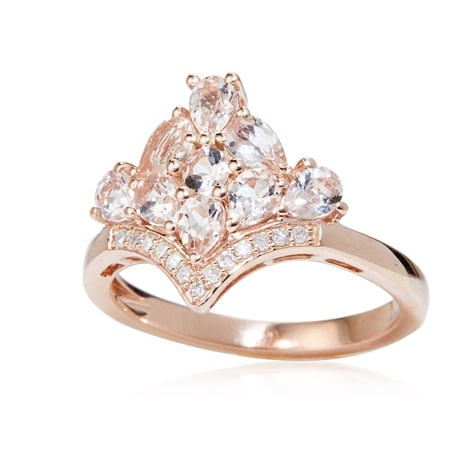 TVSN - 1.29ct Mozambique Morganite & Diamond Accent Tiara Cluster Ring ...