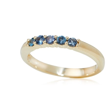 TVSN - 0.29ct Blue Garnet Half Eternity Stacker Ring 9ct Yellow Gold