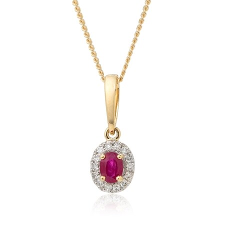 TVSN - 0.20ct Burmese Ruby & Diamond Accent Oval Halo Pendant w/ Chain ...
