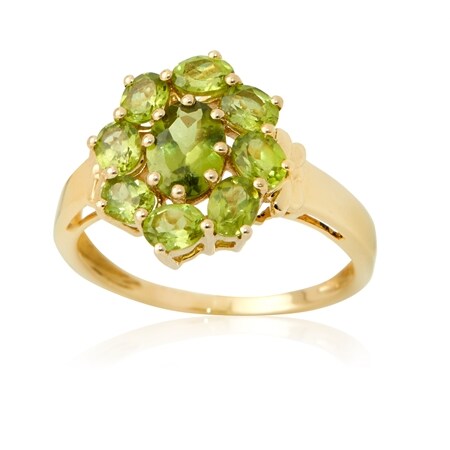TVSN - 2.36ct Italian Vesuvianite Floral Statement Ring 9ct Yellow Gold