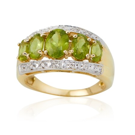 TVSN - 2.44ct Italian Vesuvianite & Diamond Accent 5-Stone Ring 9ct ...