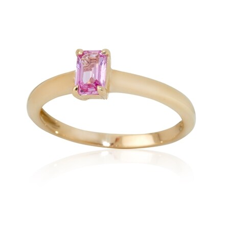 TVSN - 0.50ct Pink Sapphire Octagon Solitare Ring 9ct Yellow Gold