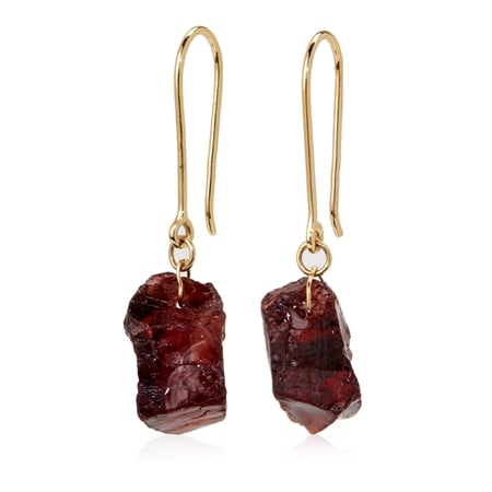 16.15ct African Garnet Freeform Drop Earrings 9ct Yellow Gold - TVSN