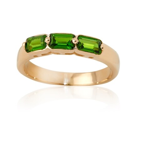 TVSN - 11.40ct Chrome Diopside 3-Stone Channel Set Ring 9ct Yellow Gold