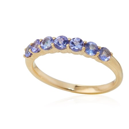 TVSN - 0.70ct Tanzanite Half Eternity Stacker Ring 9ct Yellow Gold