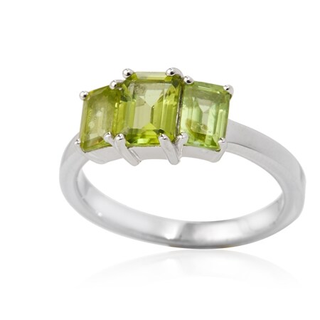 2.0ct Peridot 3-Stone Ring Sterling Silver - TVSN