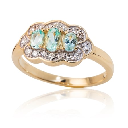 TVSN - 0.39ct African Neon Beryl & 0.21ct Diamond Statement Ring 9ct ...