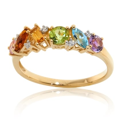 TVSN - Gem Ambassador 0.77ct Multi Gemstone 6-Stone Stacker Ring 9ct YG
