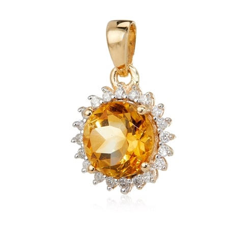TVSN - Gem Ambassador 1.43ct Madeira Citrine & 0.14ct Diamond Halo Pendant 9ct YG