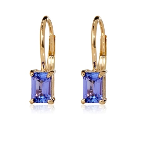 1.06ct Tanzanite Octagon Leverback Earrings 9ct YG - TVSN