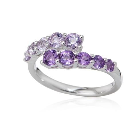 0.9ct Amethyst Crossover Ring Sterling Silver - TVSN