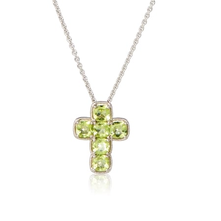 1.4ct Peridot Cross Pendant Sterling Silver - TVSN