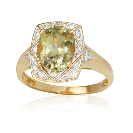 2.30ct Turkish Csarite & 0.12ct Diamond Oval Statement Ring 9ct YG - TVSN