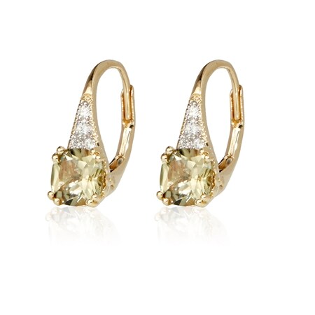 1.70ct Turkish Csarite & Diamond Accent Cushion Earrings 9ct YG - TVSN