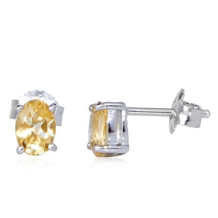 1.52ct African Golden Citrine Oval Stud Earrings Sterling Silver - TVSN