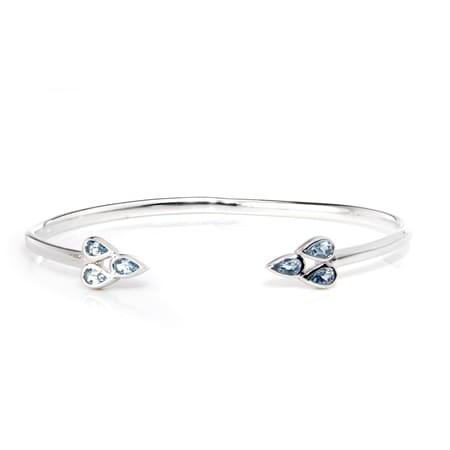 1.1ct Blue Topaz Pear Cut Bangle 19cm Sterling Silver - TVSN