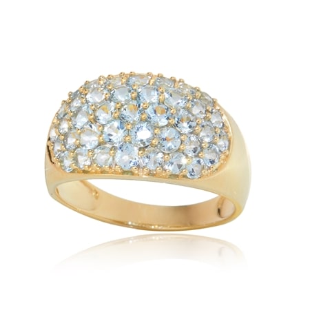 1.60ct Aquamarine Cluster Dome Ring 9ct Yellow Gold - TVSN
