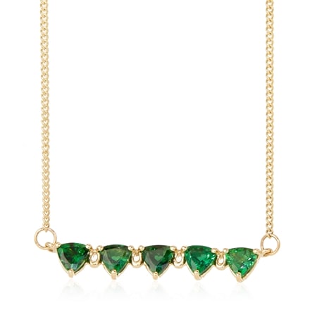 1.30ct Chrome Tourmaline 5-Stone Necklace 9ct YG 50cm - TVSN