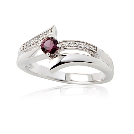 0.24ct Songea Ruby & Dia. Accent Crossover Ring 9ct White Gold - TVSN