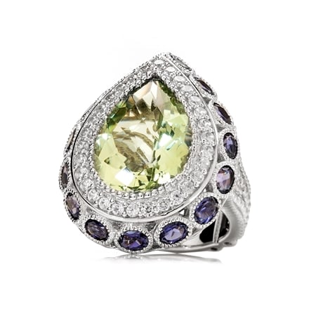 TVSN - Dallas Prince Teardrop Gemstone Ring Sterling Silver