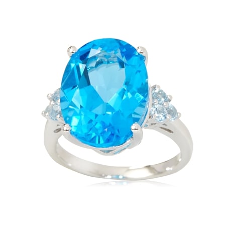 TVSN - 13ct Ostro Blue Topaz & Sky Blue Topaz Ring Sterling Silver