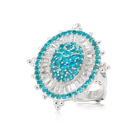 TVSN - Dallas Prince 5ct Neon Apatite Cluster Ring Sterling Silver