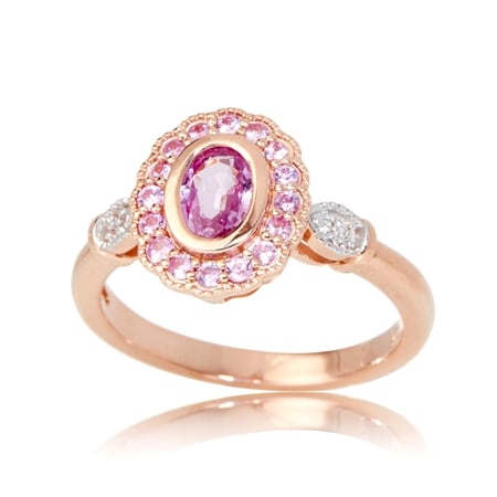 TVSN - Gem Hunter 0.67ct Pink Sapphire & Diamond Ring 9ct Rose Gold