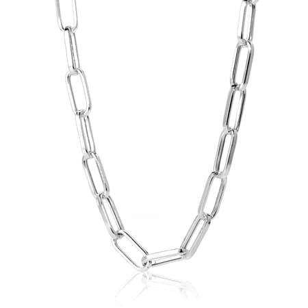 TVSN - Italian Silver Square Paperclip Necklace 45cm Sterling Silver