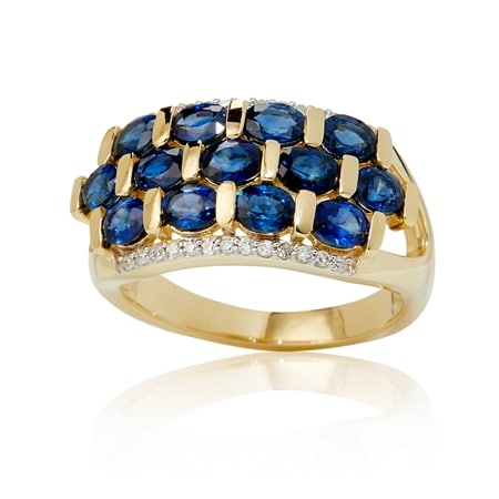 2.4ct Kings Plains Sapphire & Diamond Cluster Ring 9ct Yellow Gold - TVSN