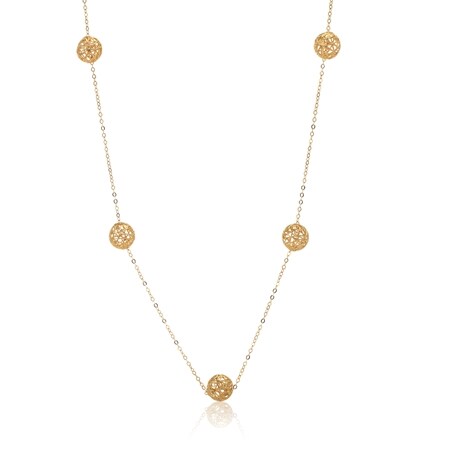 TVSN - Splendido 14ct Yellow Gold Ricami Station Bead Necklace 59.5cm