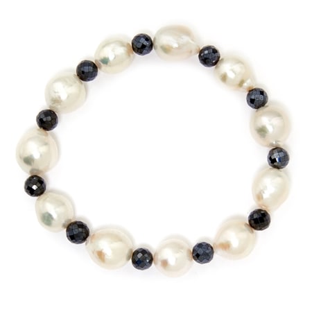 TVSN - Gems of the Orient 11-12mm FWP & Spinel Stretch Bracelet