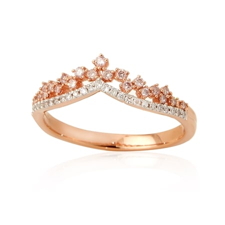 TVSN - 0.25ct Natural Pink & White Diamond Cluster Ring 9ct Rose Gold