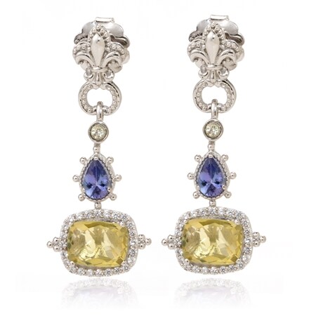 TVSN - Dallas Prince Multi Gemstone Drop Statement Earrings