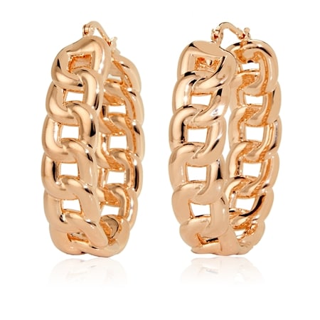 TVSN - Bronzallure Curb Chain Hoop Earrings 18ct RGP